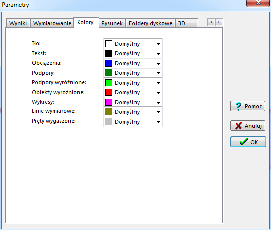 RM-Win - ustawienia programu, kolory - Cadsis